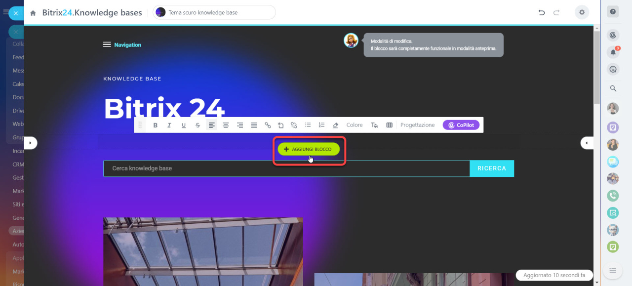 Aggiungi un file di Bitrix24 Drive alla knowledge base